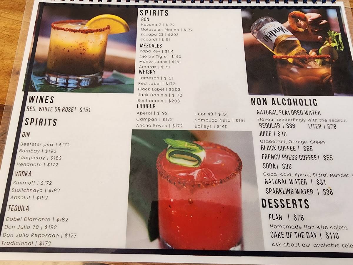 Carta del restaurante Los Morros Aldea Zama, Tulum