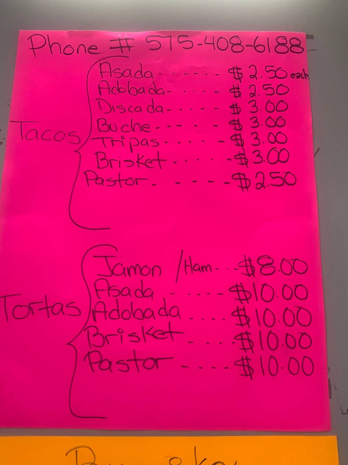 Menu at Los Volcanes restaurant, Lovington, 212 W Ave D