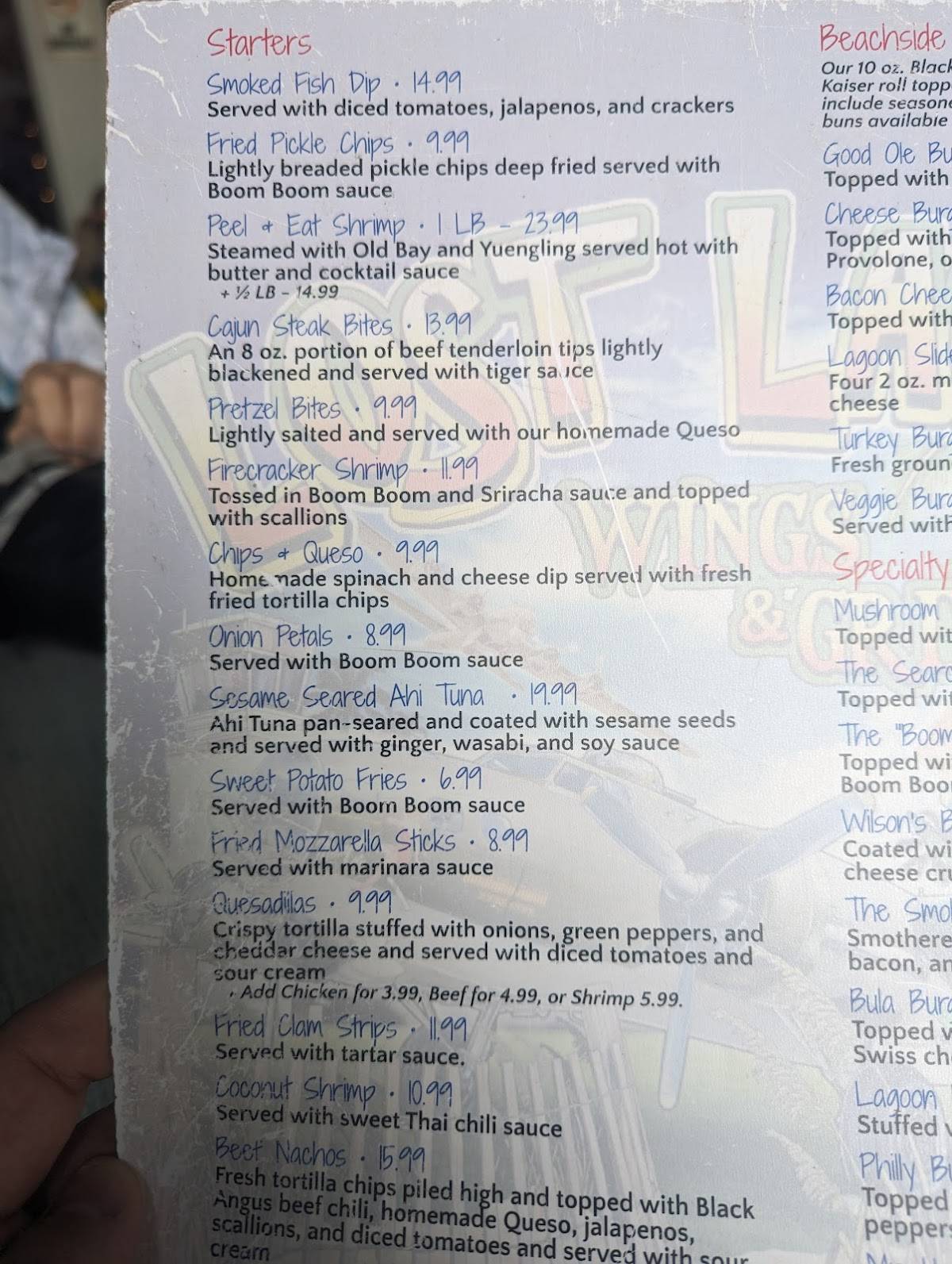 Menu at Lost Lagoon Wings and Grill restaurant, New Smyrna Beach, N ...