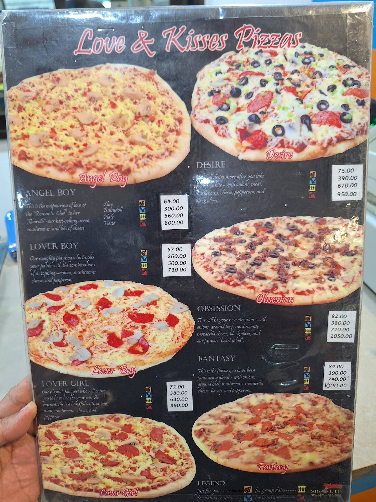 Menu at Love and Kisses Pizza Pies restaurant, Iloilo City, MHX6+WJH