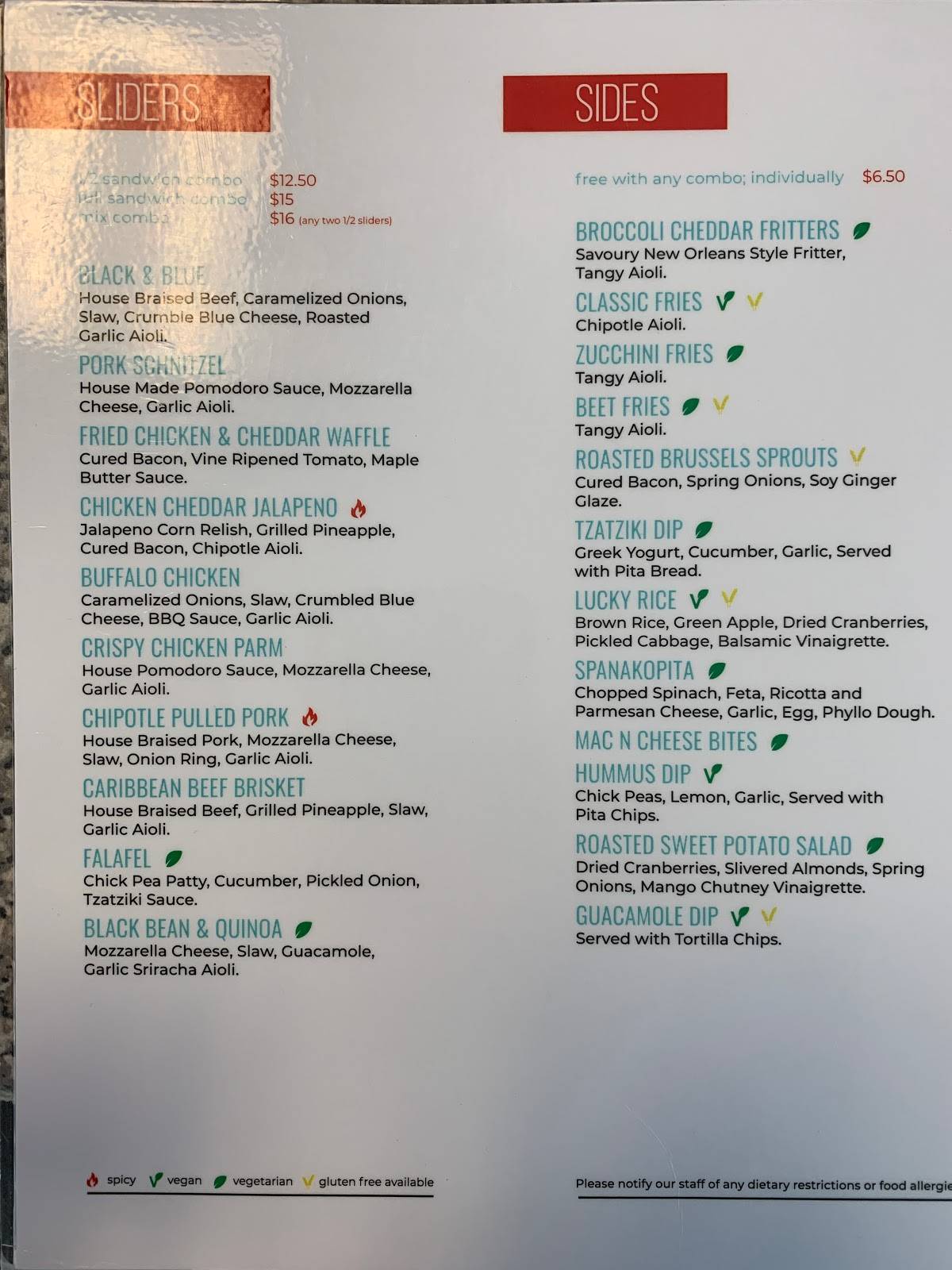 Menu at Lucky Belly restaurant, Guelph