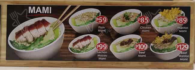 Menu at Lucky Fortune Panda cafeteria, Quezon City
