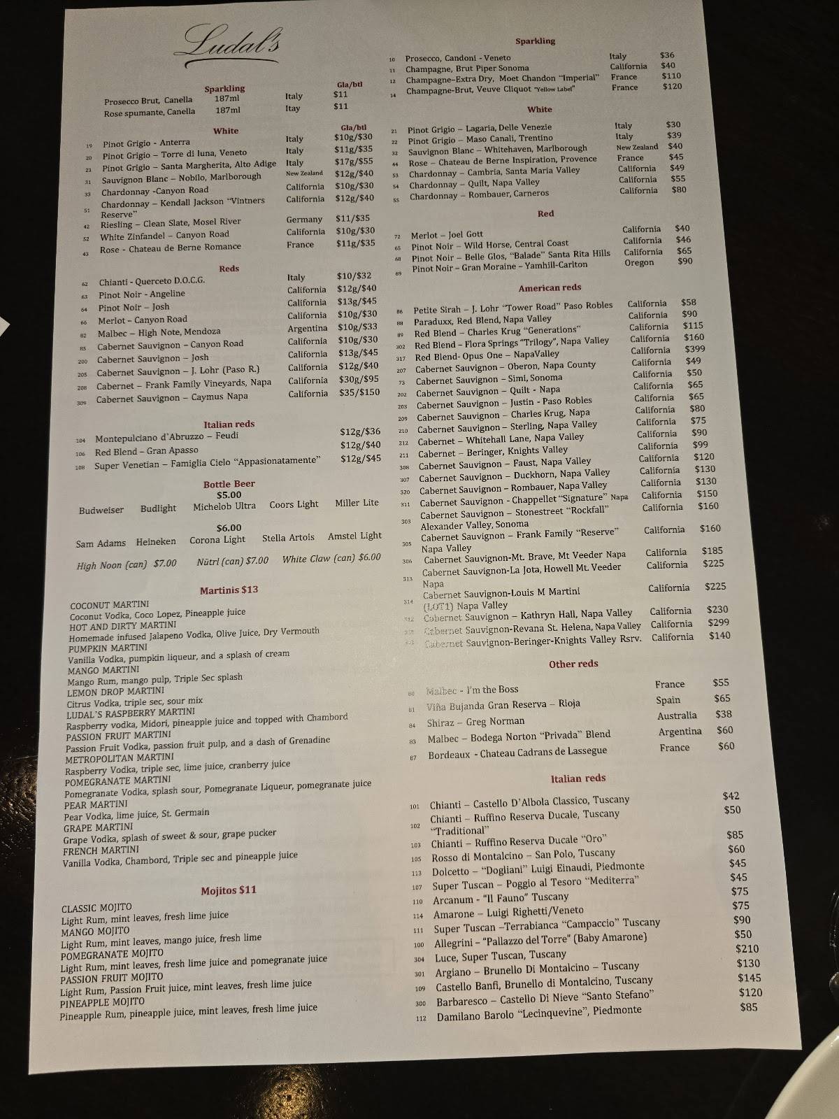Menu at Ludal's Italian Restaurant, North Haven