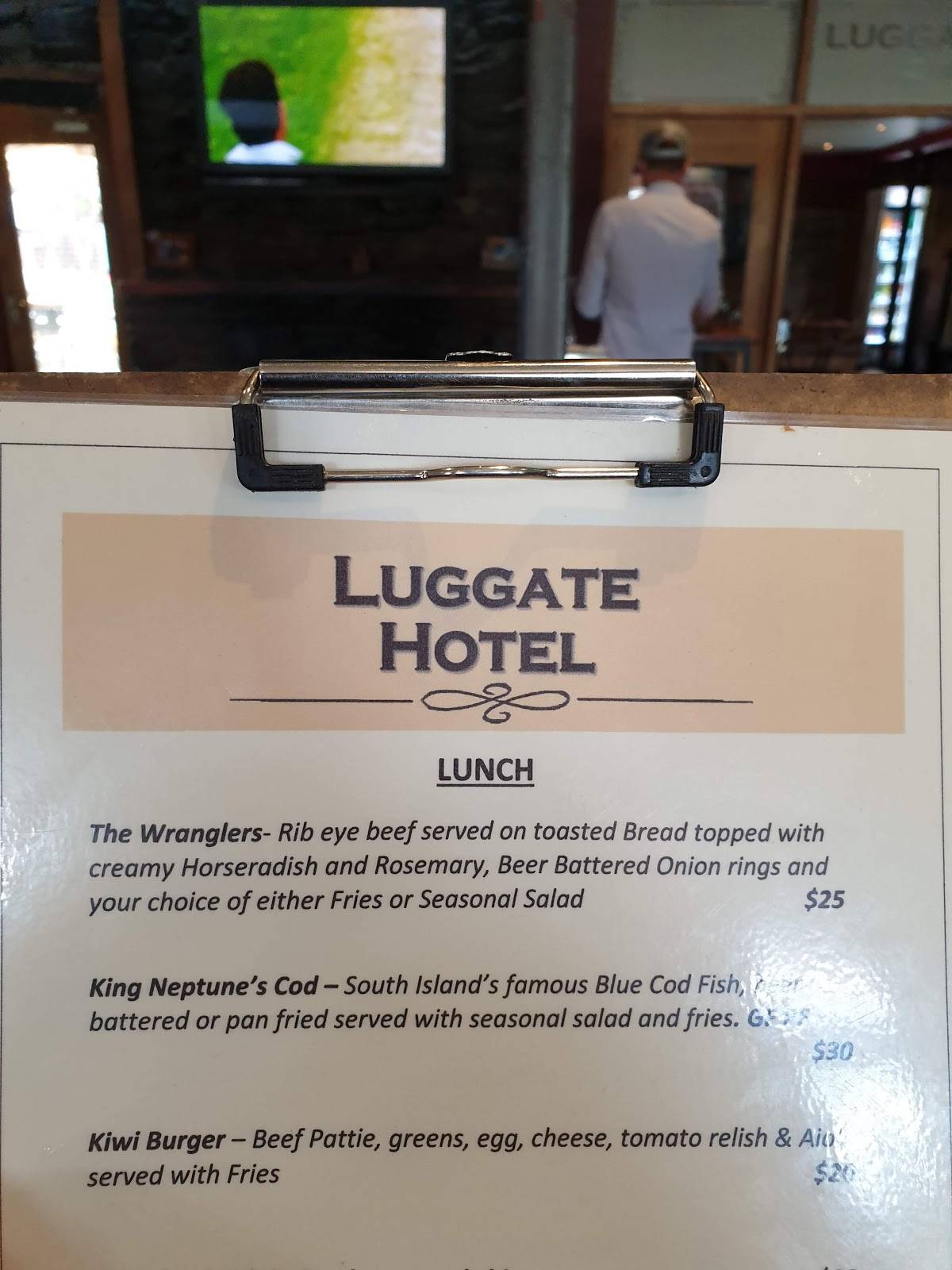 Menu at Luggate Hotel restaurant, Luggate