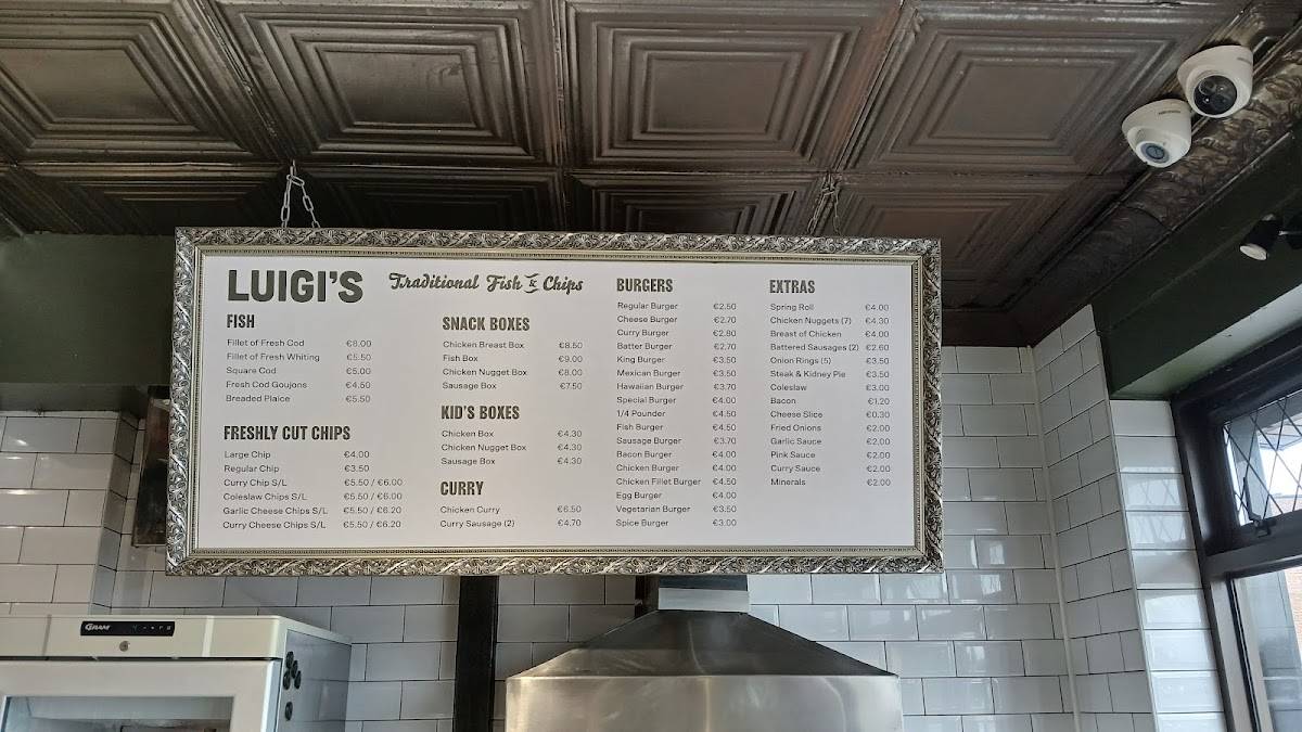 Menu at Luigi's Traditional Fish and Chips fast food, Limerick