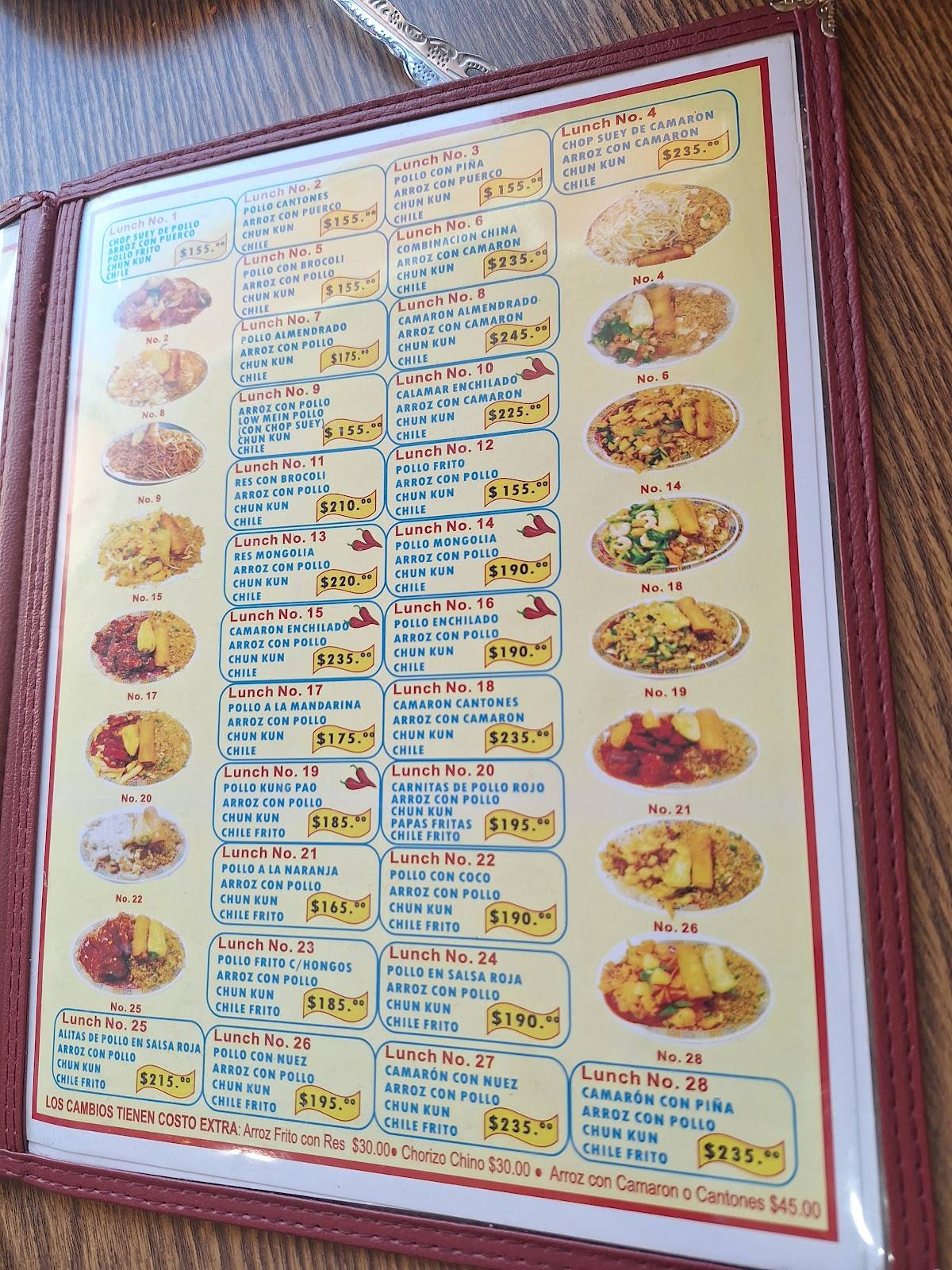 Menu at Lung Mon Playas restaurant, Tijuana