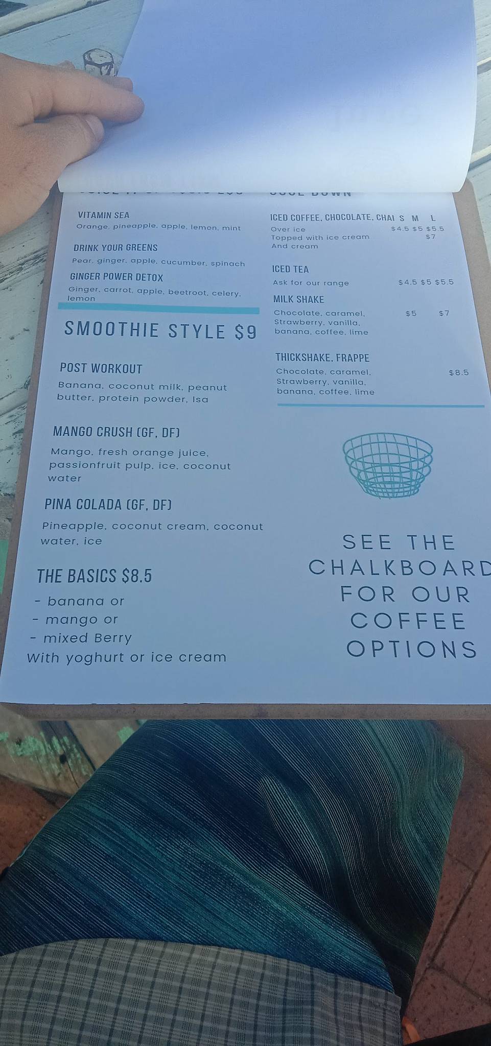 Menu at Lure Living restaurant, Yeppoon