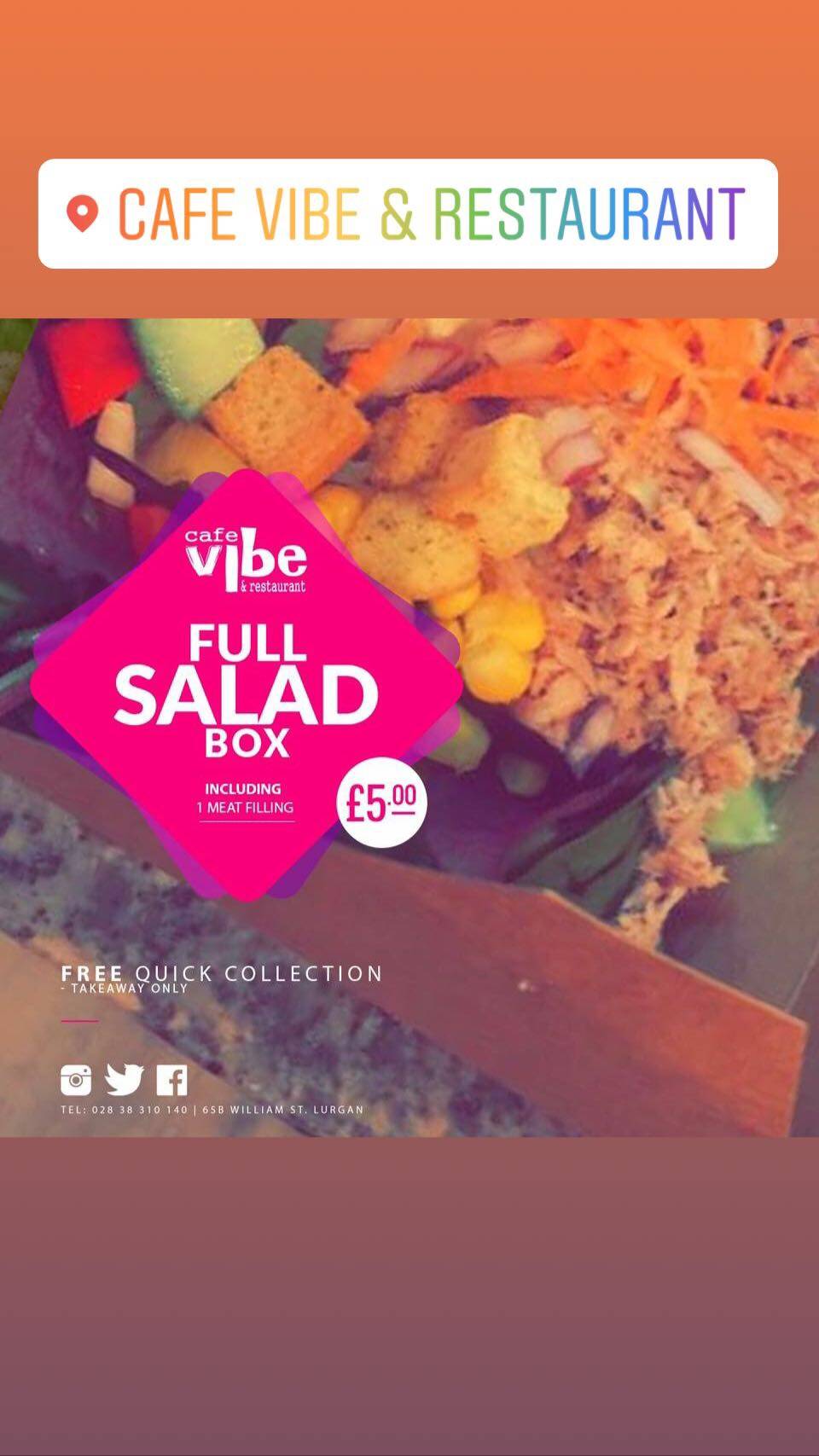 Menu at Vibe restaurant, Lurgan, 65B William St