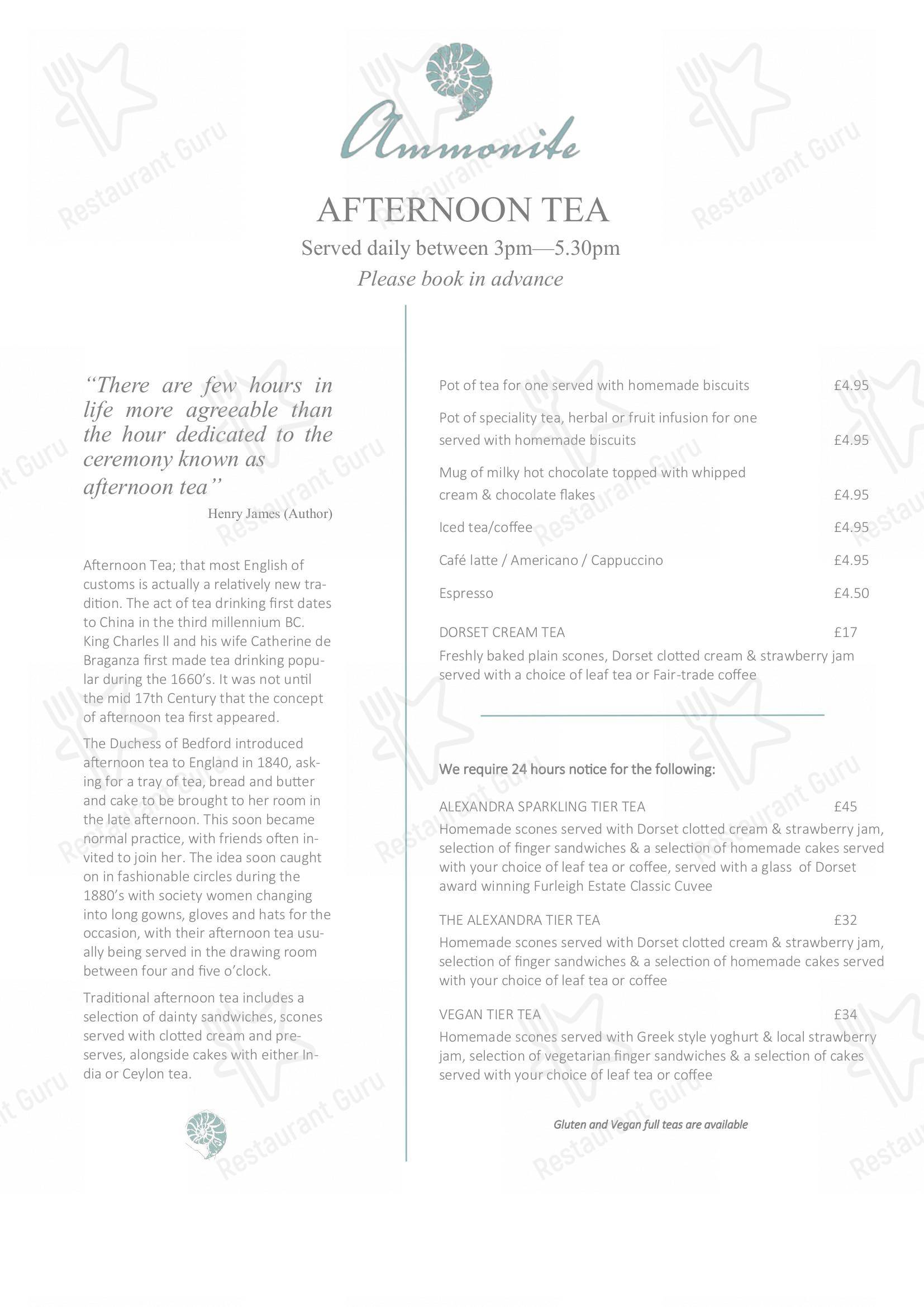 Menu at Alexandra Hotel & Restaurant, Lyme Regis