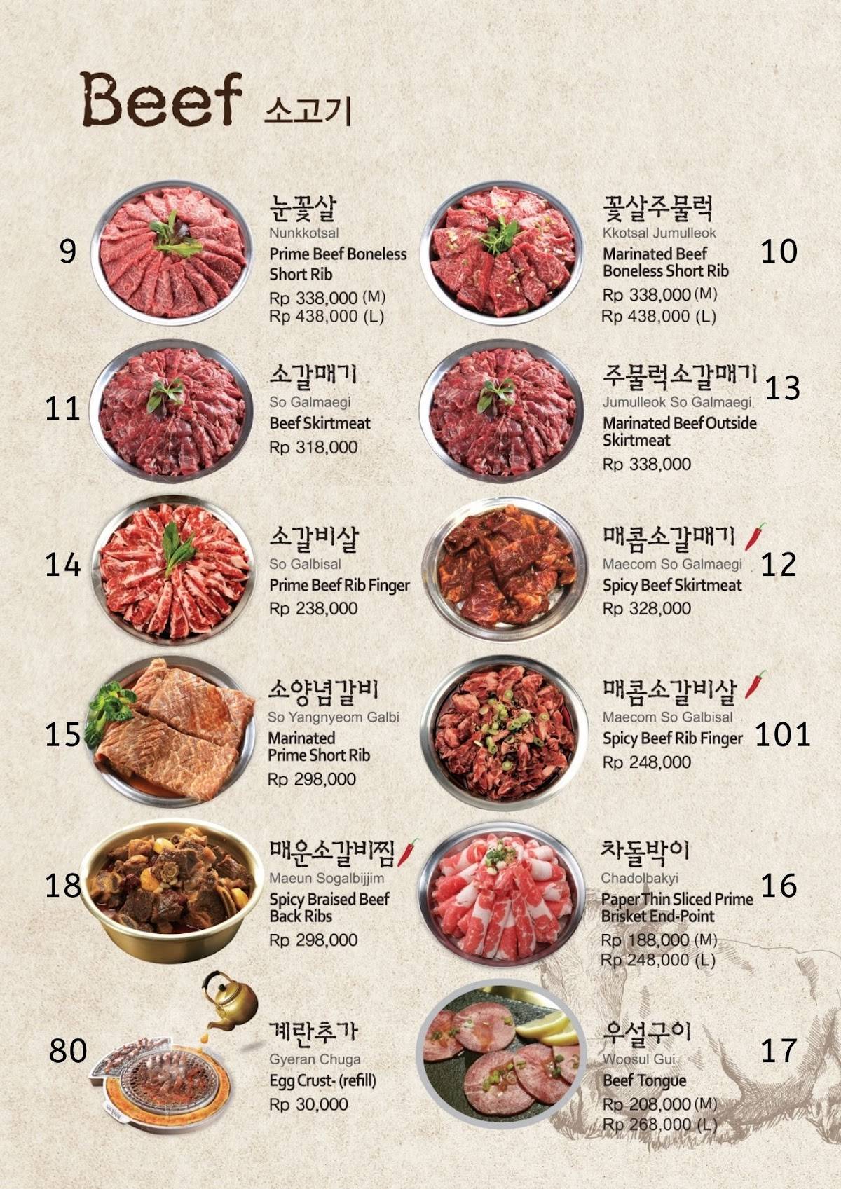 Carta de MAGAL Korean BBQ House, Central Jakarta