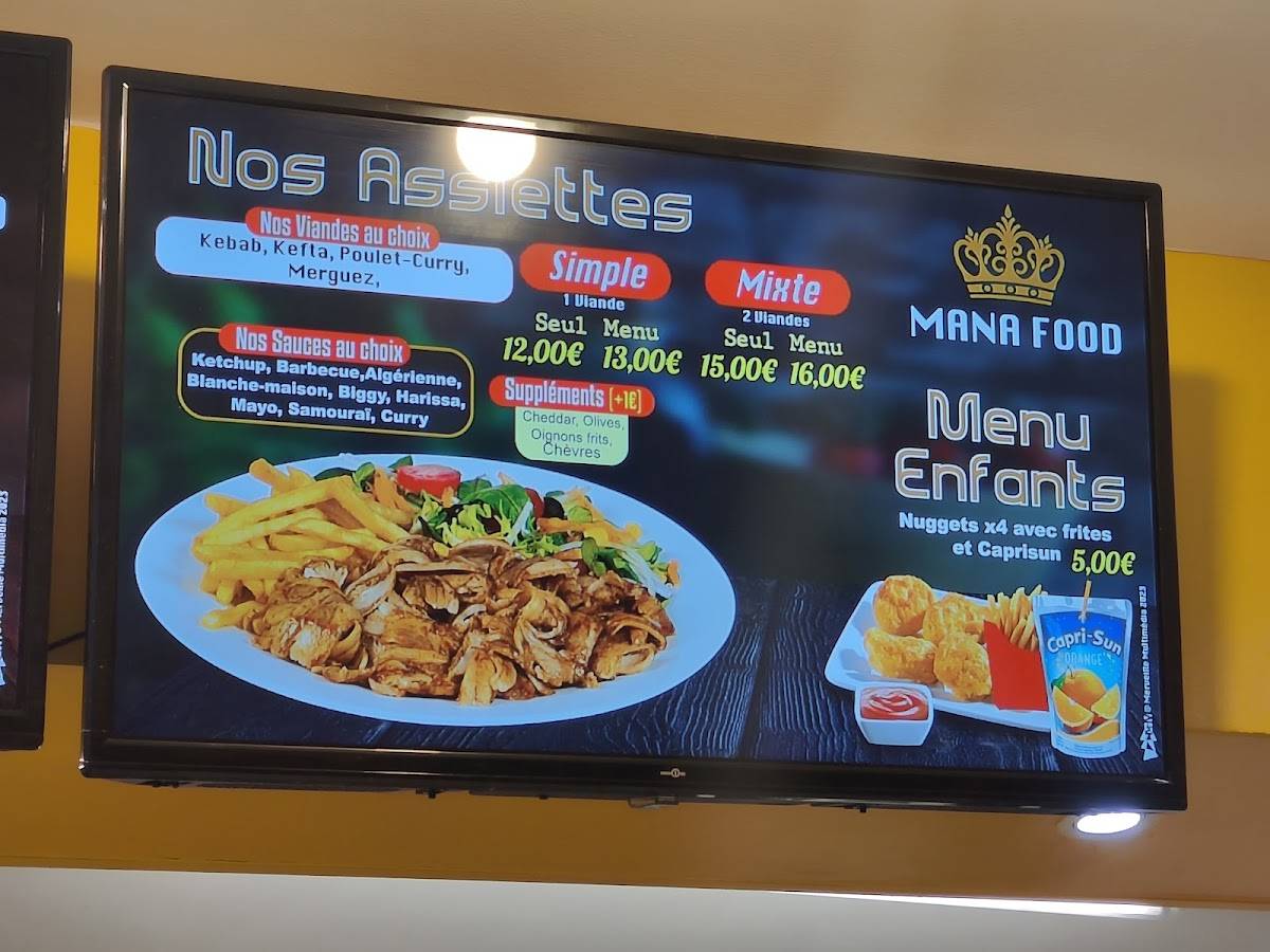 Menu au MANA FOOD restaurant, Ambarès-et-Lagrave