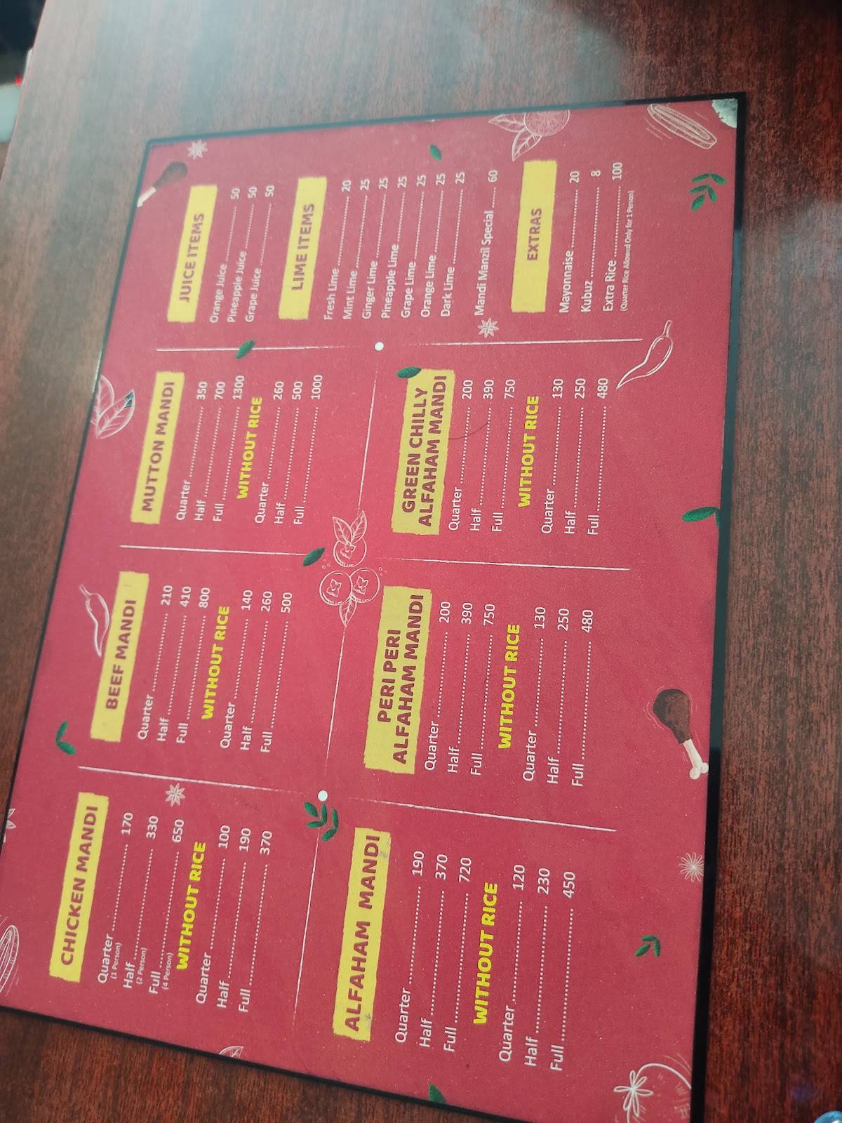 Menu at MANDI MANZIL, Kazhakkoottam