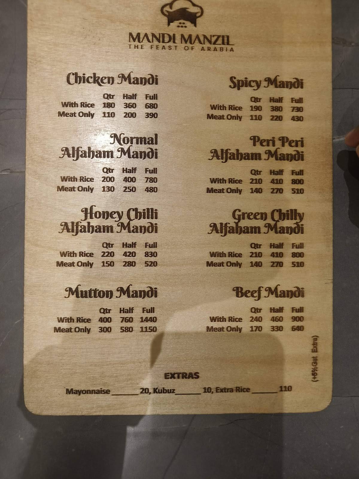 Menu at MANDI MANZIL, Kazhakkoottam