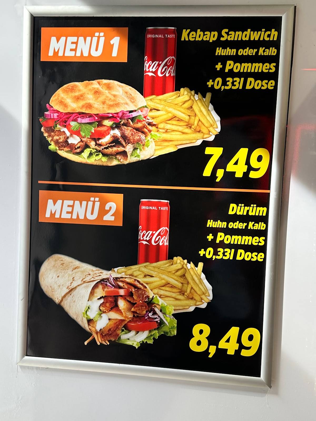 Menu at MCO Burger & Schnitzelhaus restaurant, Vienna
