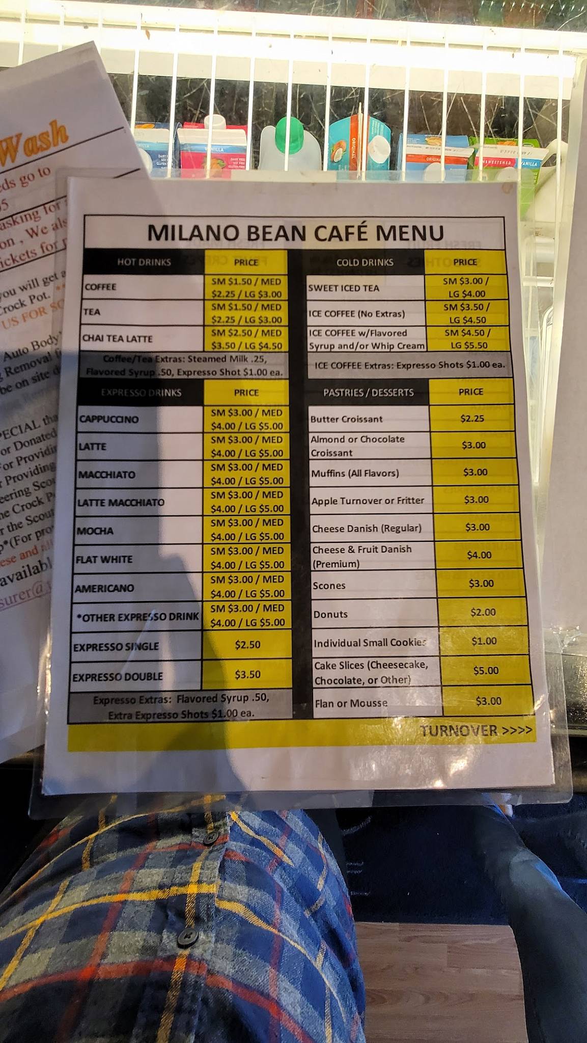 Menu at MILANO BEAN CAFE, East Islip