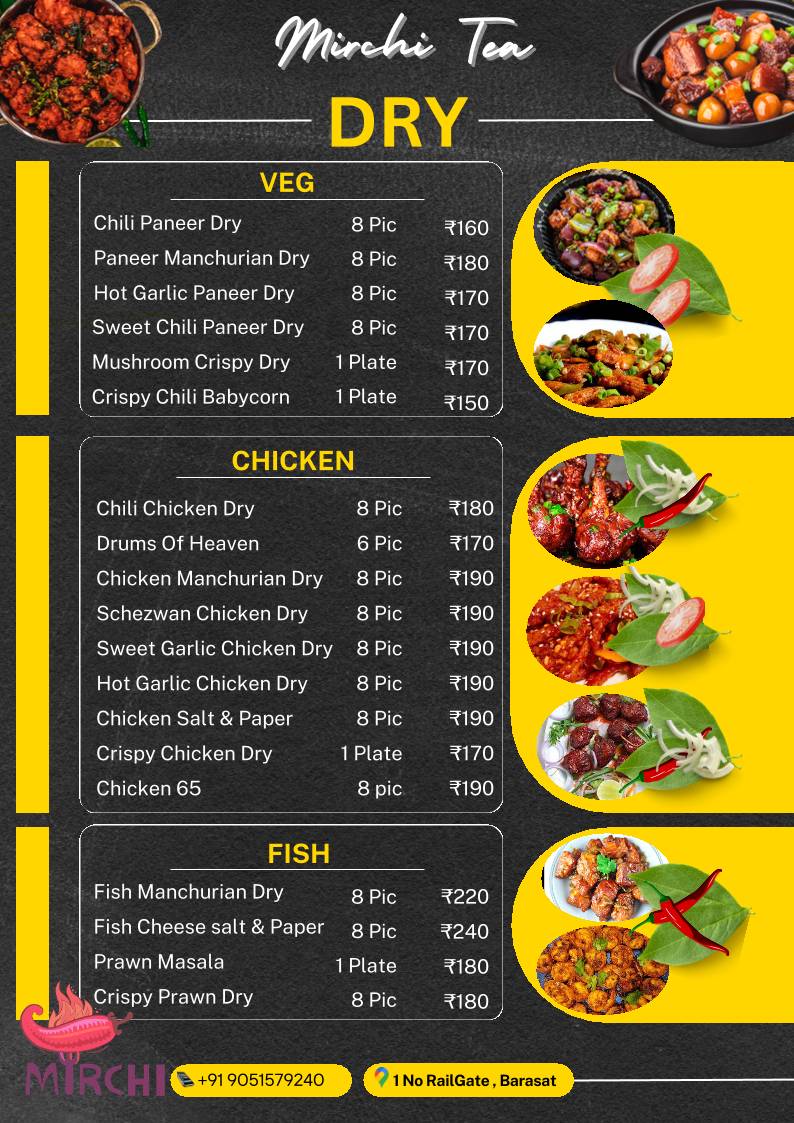 Menu at MIRCHI TEA, Kolkata