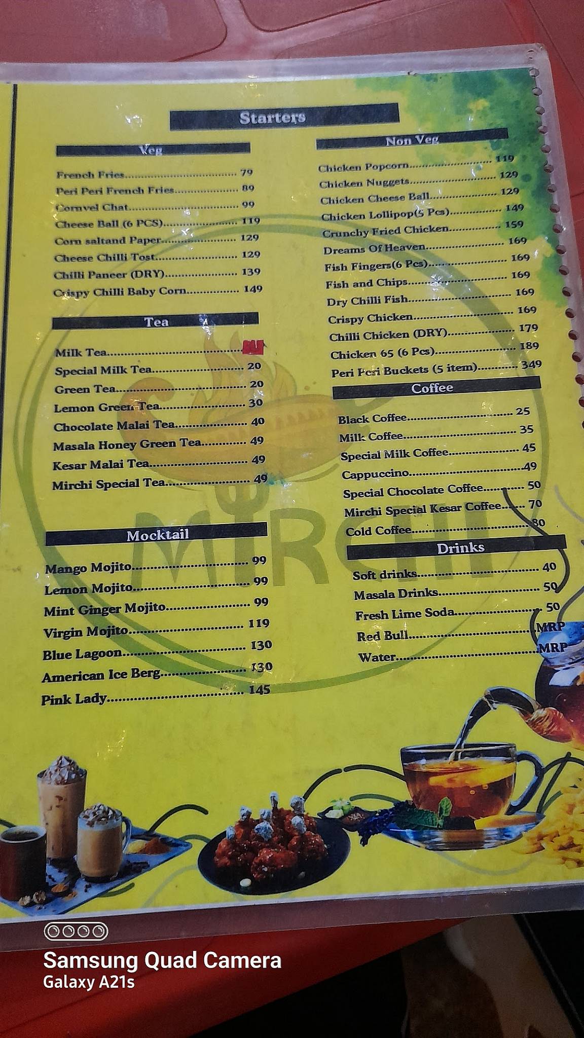 Menu at MIRCHI TEA, Kolkata
