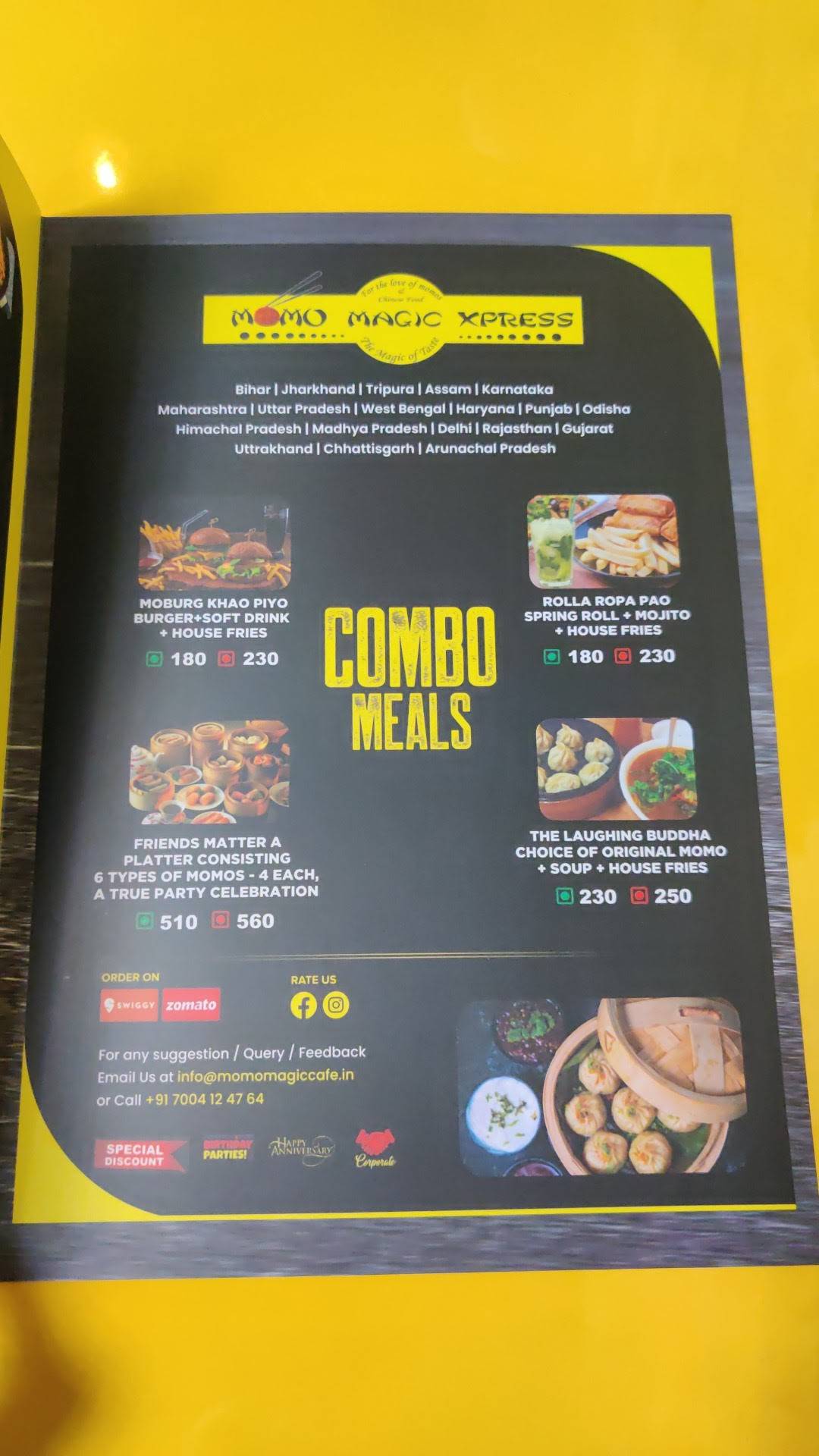 Menu at MOMO MAGIC XPRESS, Sopore