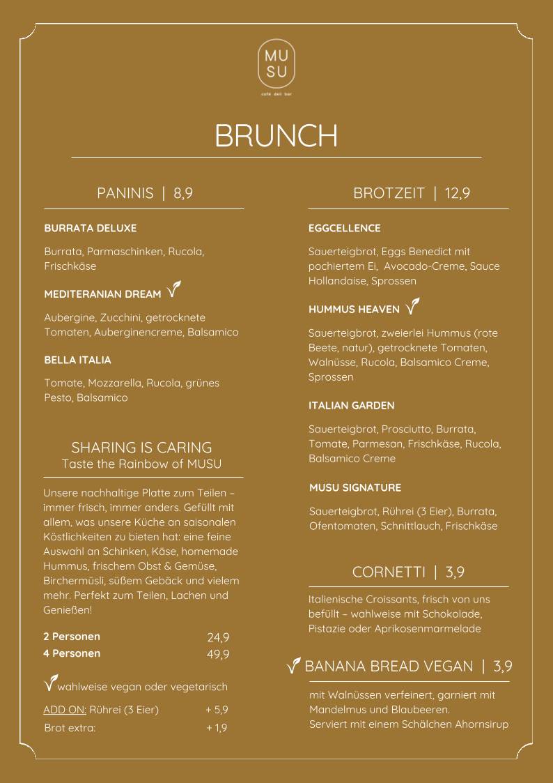 Menu au MUSU - café deli bar, Leonberg