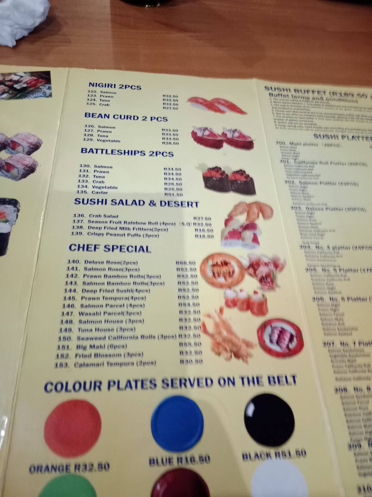 Menu at Macau Cuisine restaurant, Springs