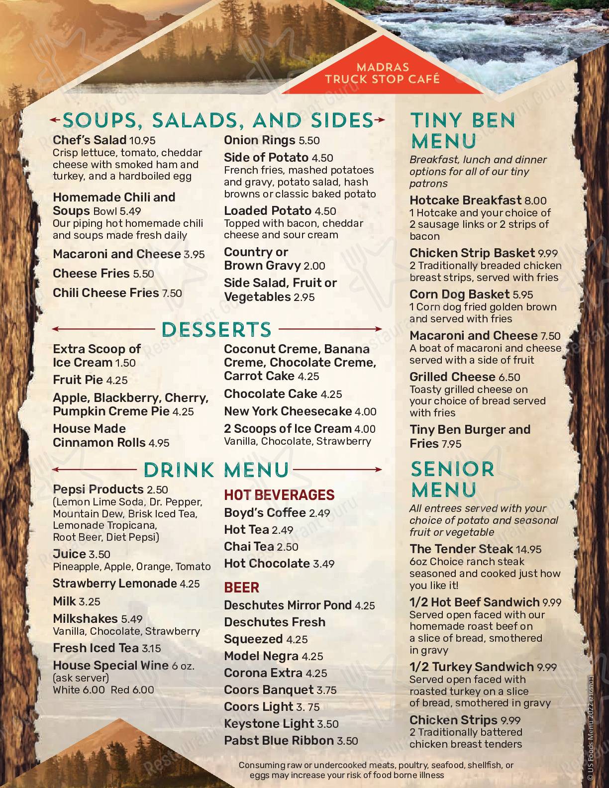 Menu at Madras Truck Stop & Cafe, Madras