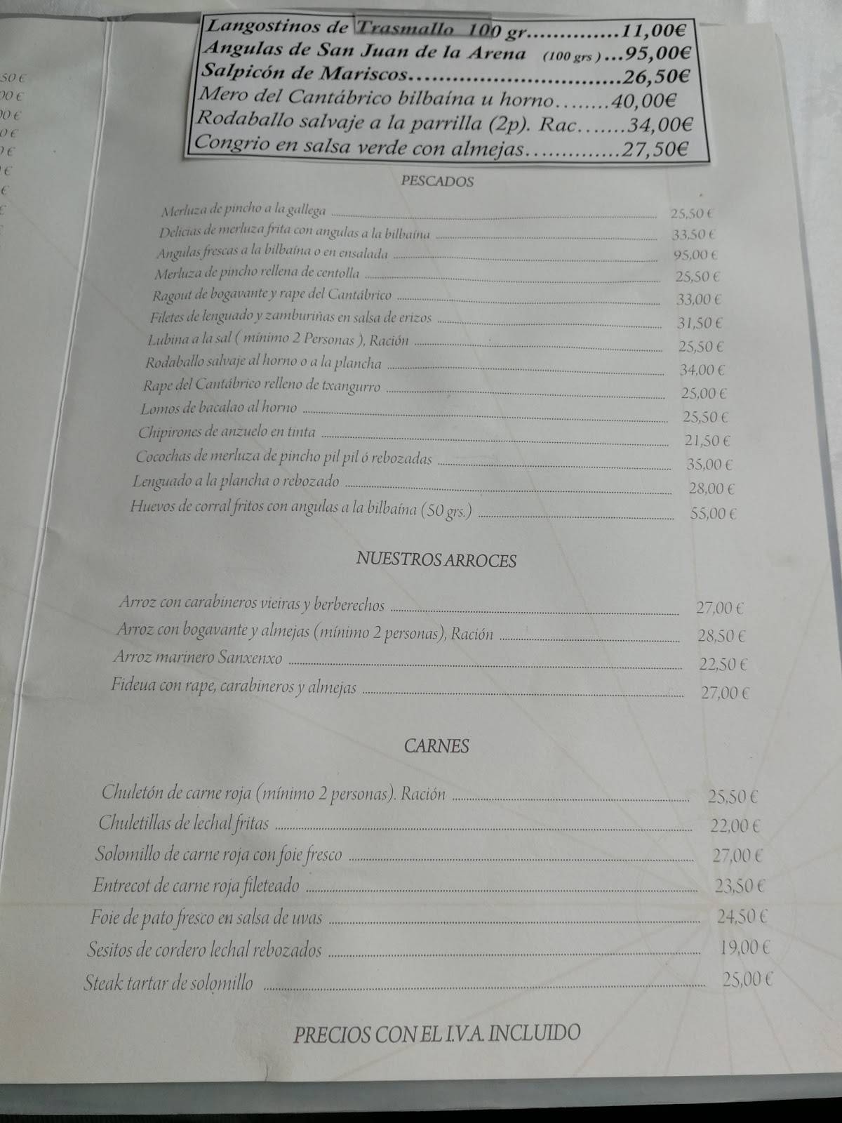 Carta del restaurante CARTA MARINA, Madrid, 40 28036