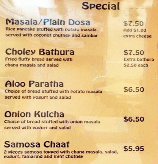 Menu at Maha Latchmi Restaurant, Fortitude Valley, McWhirters Centre