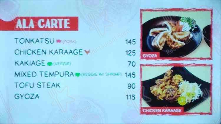 Menu at Mai Mai Fast Japanese restaurant, Makati