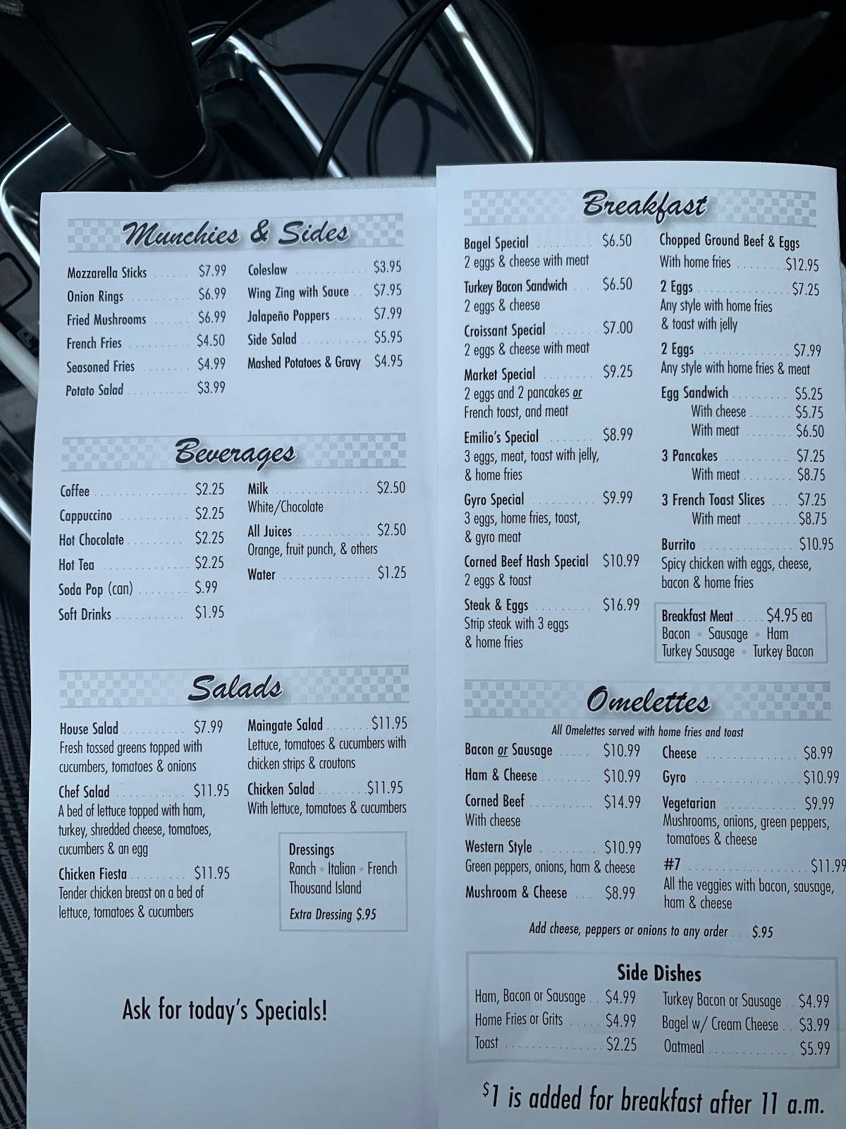 Menu at Main Gate Restaurant, Cleveland