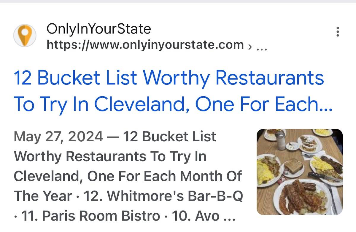 Menu at Main Gate Restaurant, Cleveland