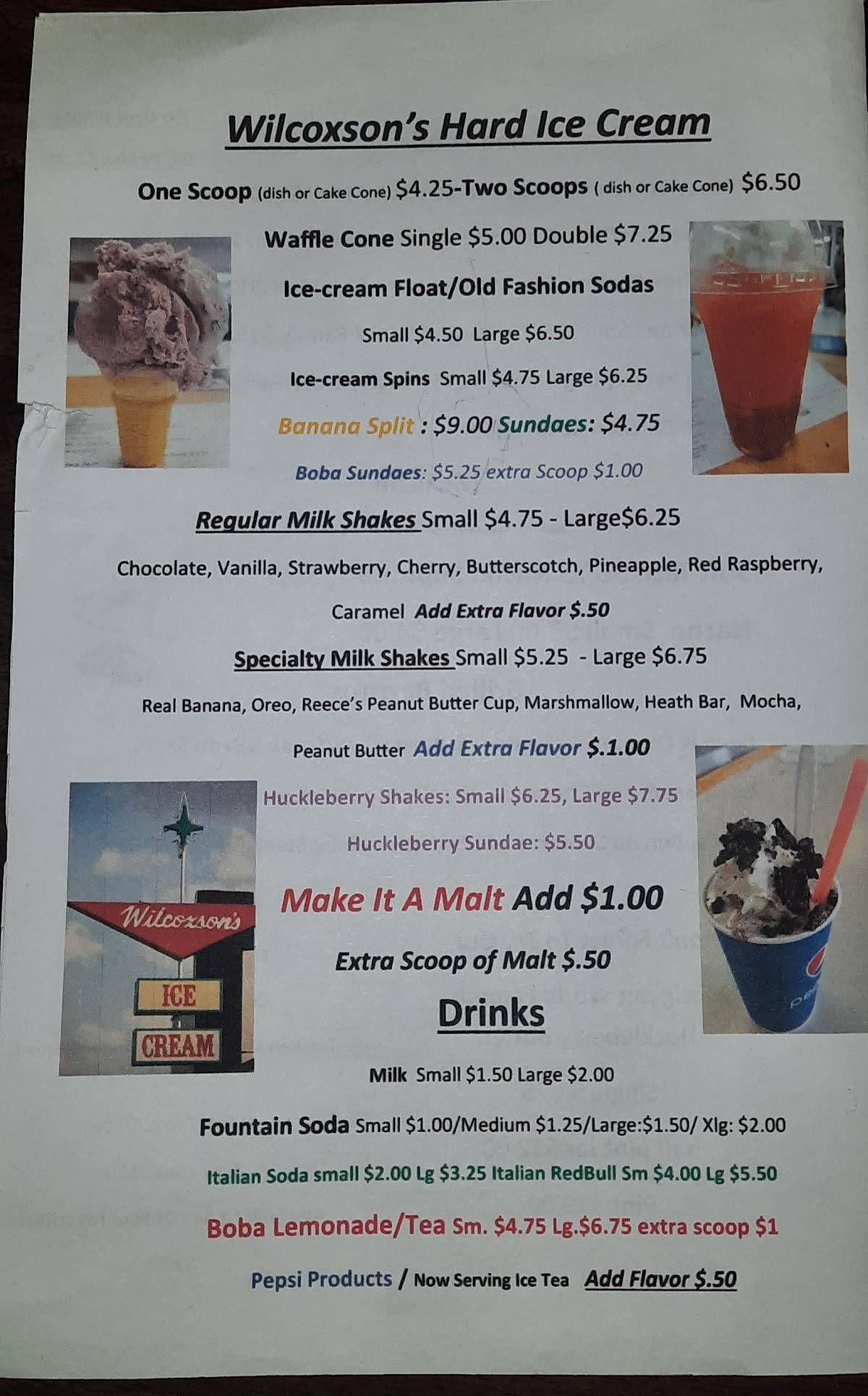 Menu at Malt Shop restaurant, Saint Ignatius