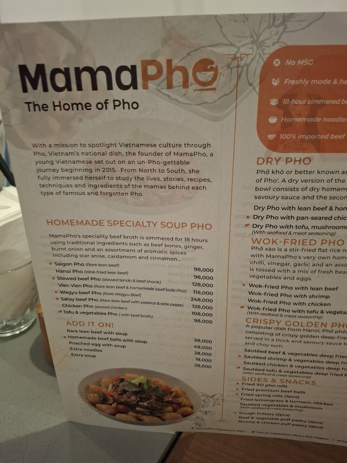Menu at MamaPho - The Home of Pho (70 Ngo Duc Ke) restaurant, Ho Chi ...