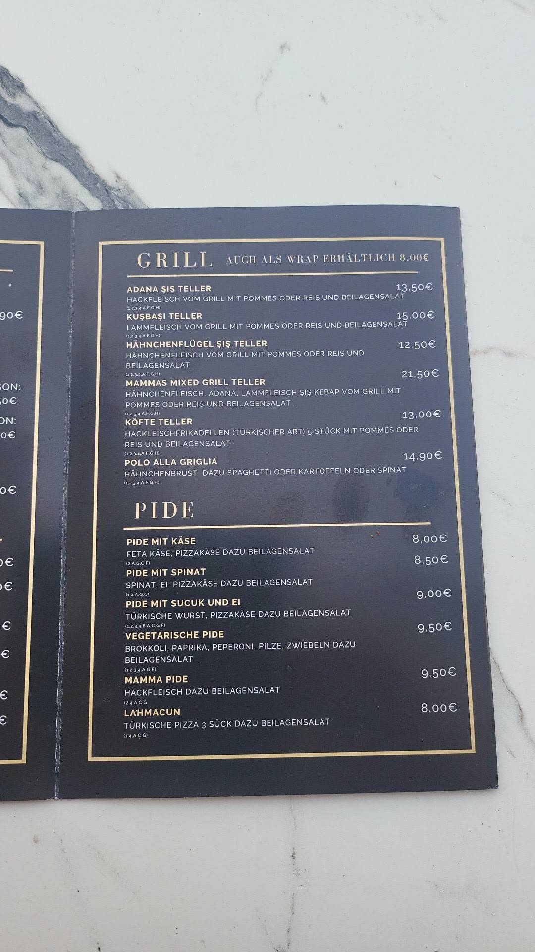 Menu at Mamma Grill Bar, Jena
