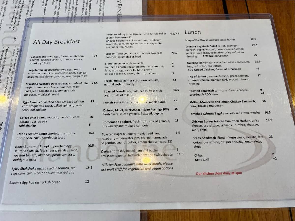 Menu at Mandoline desserts, Elsternwick