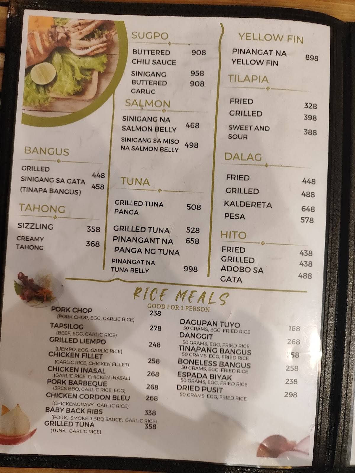 Menu at Mangantila Café restaurant, Baras