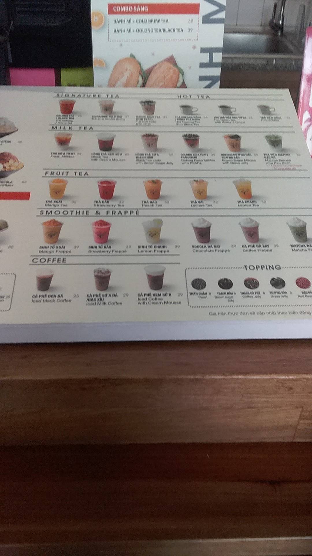 Menu at Mango Tree, Qui Nhơn