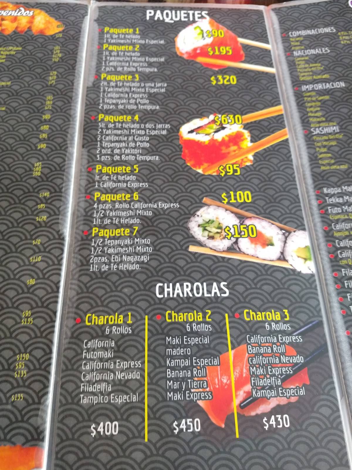 Carta del restaurante Sr Sushi, Manzanillo, Blvd. Miguel del la Madrid 1556