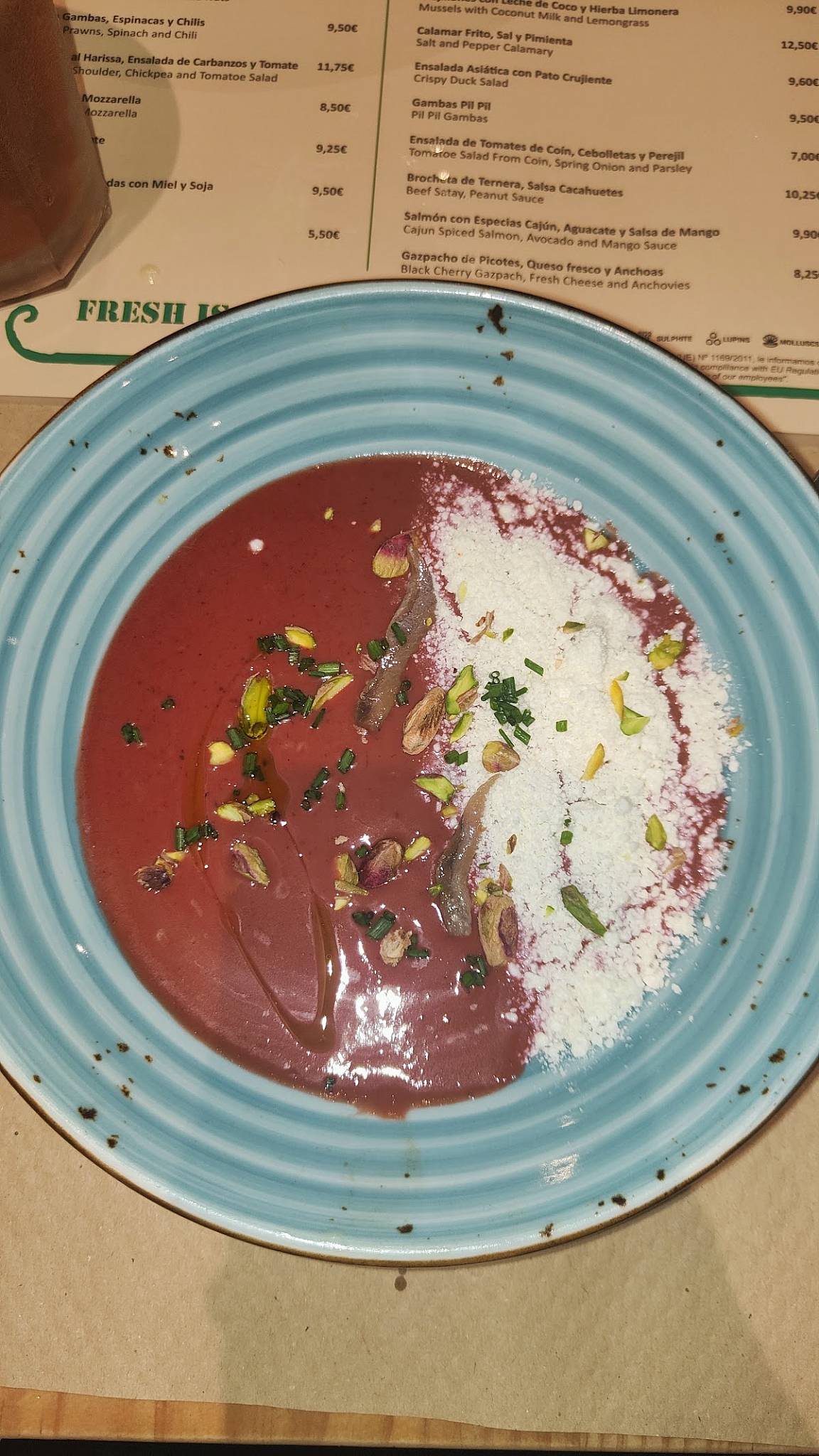 Carta del restaurante El boquerón., Marbella
