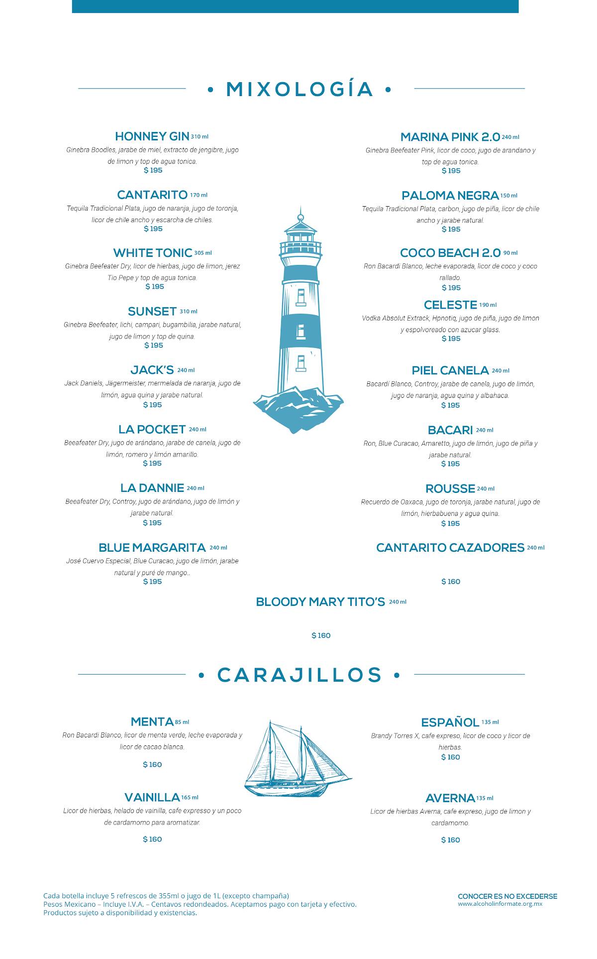 Carta del restaurante Marina 33, Valle del Bravo, Plaza Valle Embarcadero