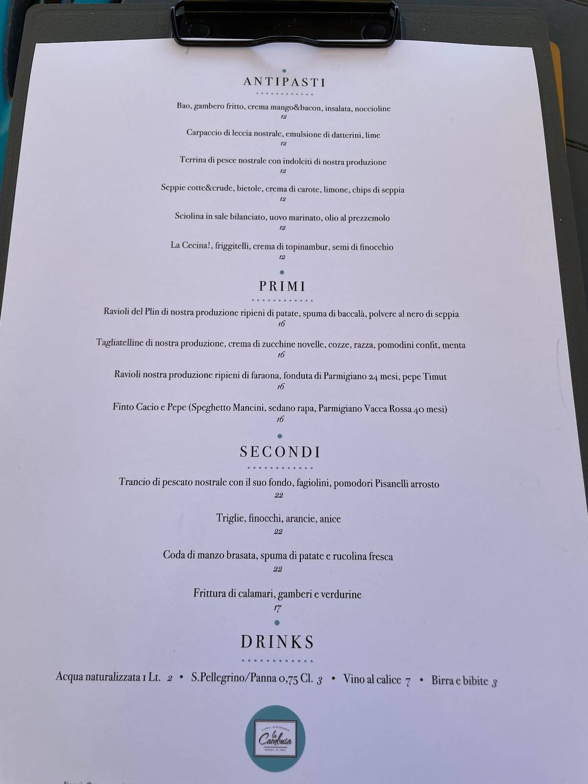 Menu da La Cambusa del Budda ristorante, Marina di Pisa