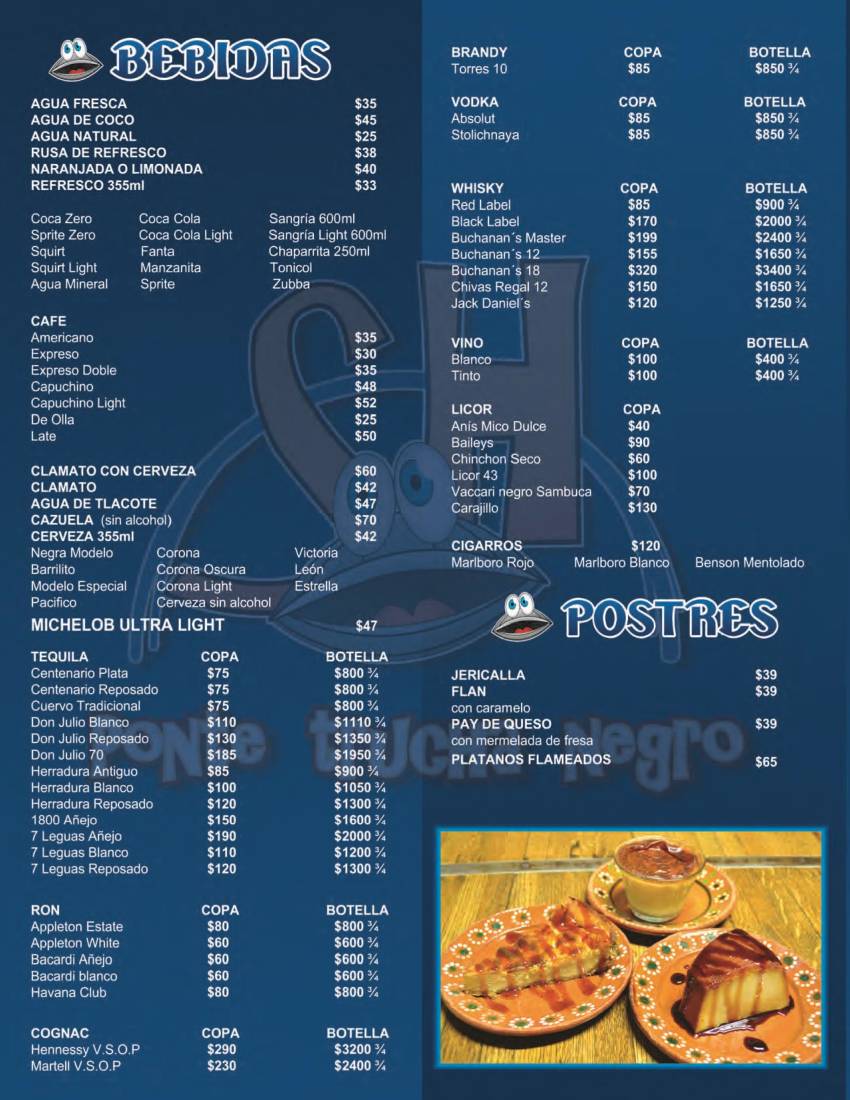 Carta del restaurante Mariscos Ponte Trucha Negro, Guadalajara, C ...