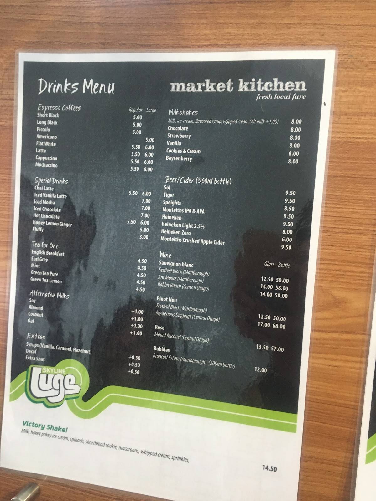 Menu at Market Kitchen Café cafe, Queenstown, 53 Brecon St