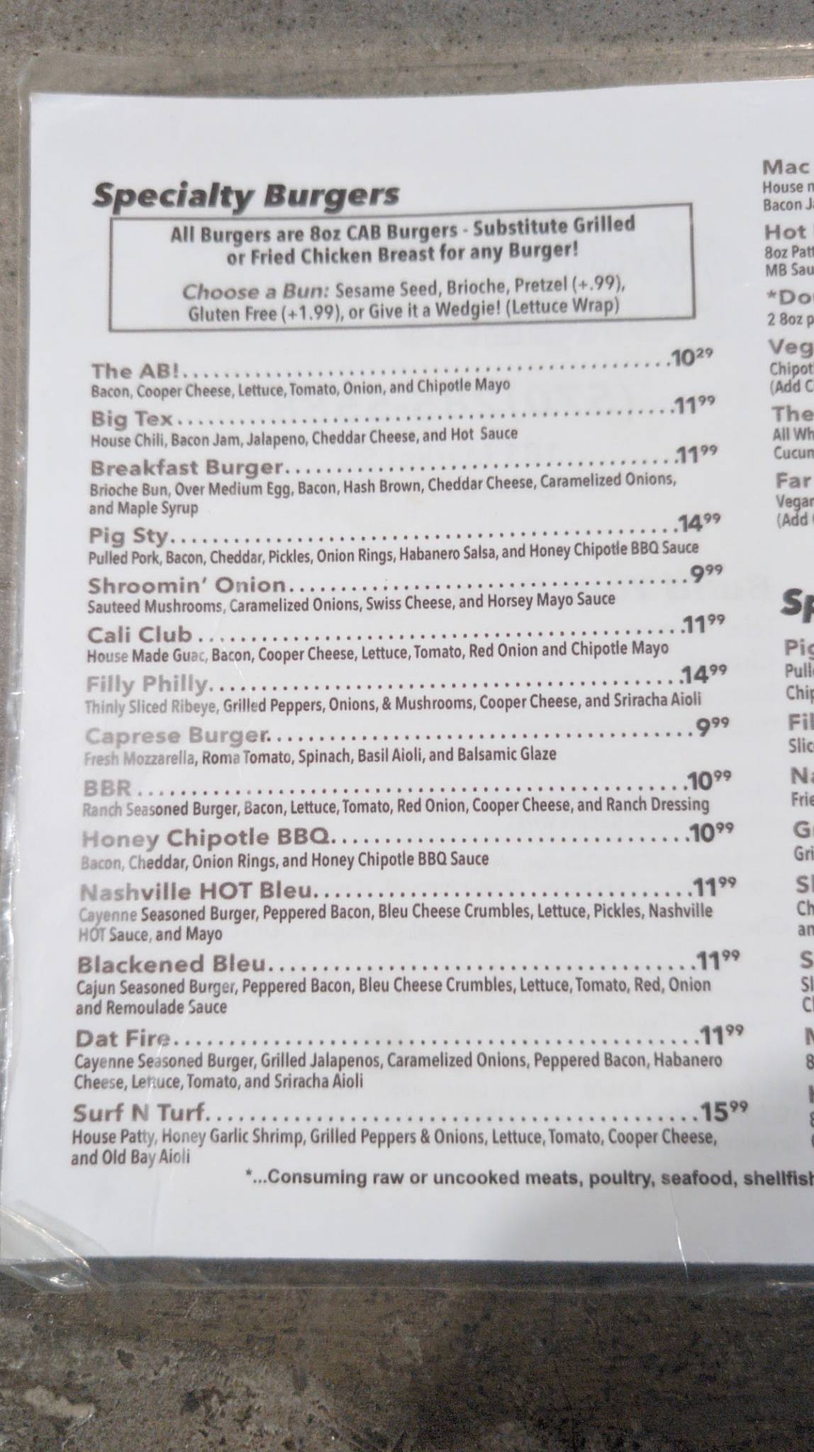 Menu at Market Street Burgers pub & bar, Kingston