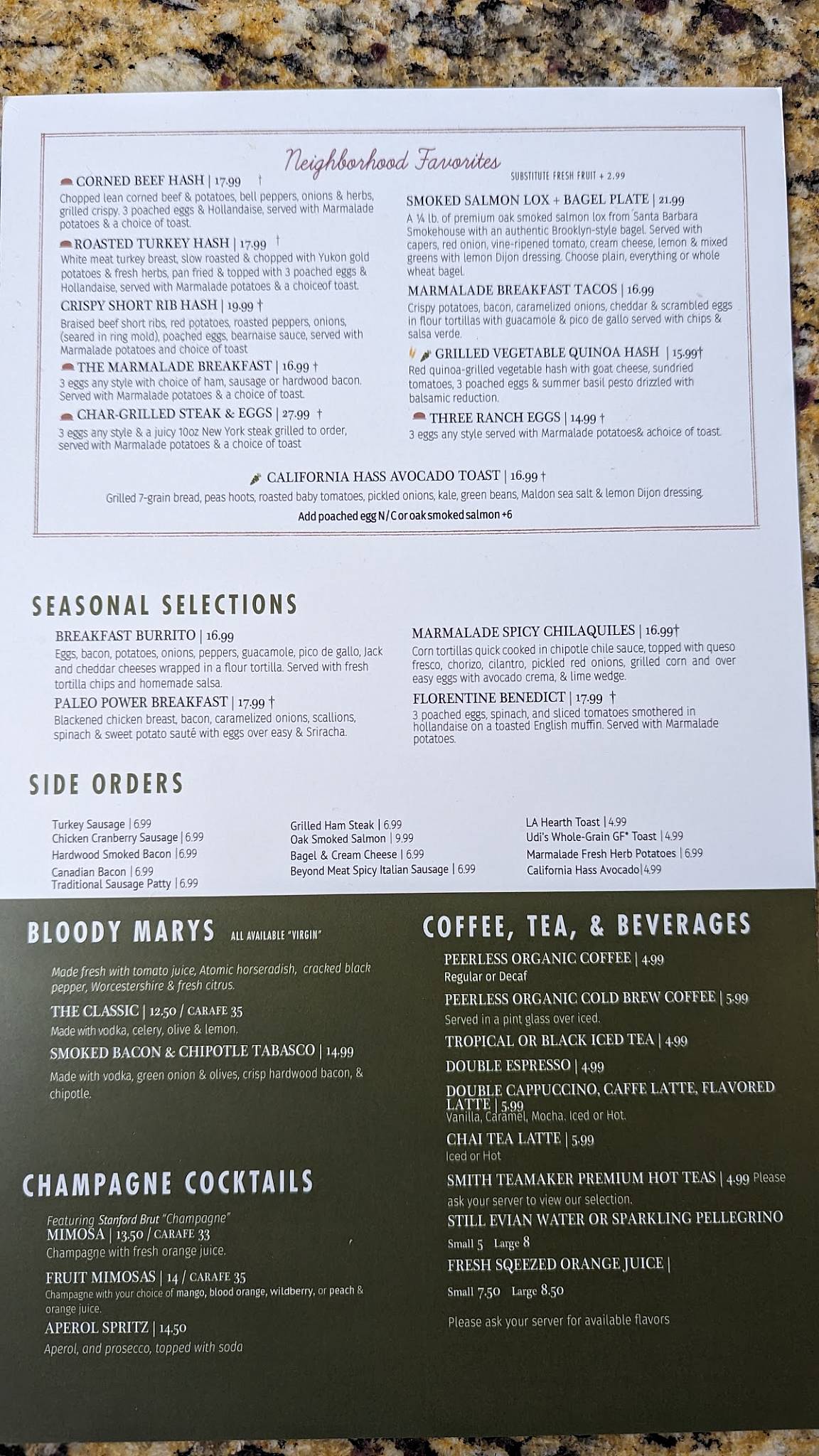 Menu at Marmalade Cafe - Calabasas, Calabasas