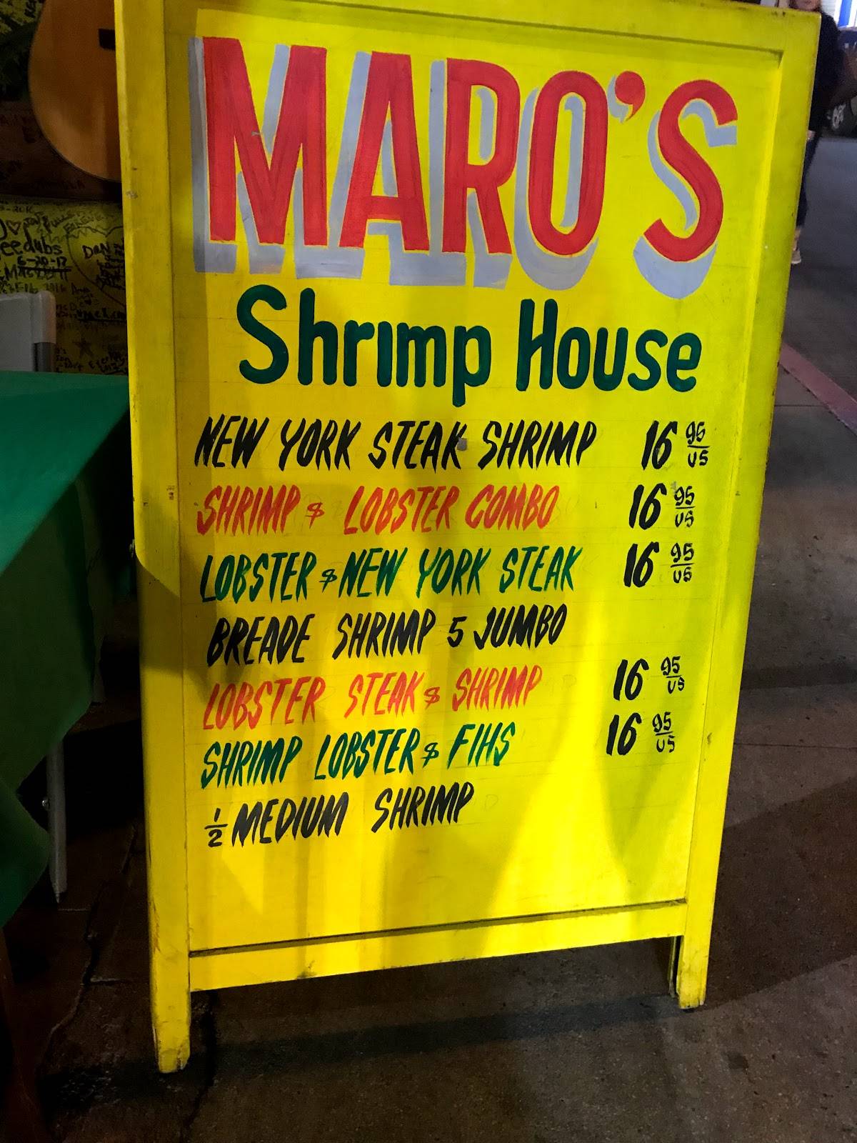 Menu at Maro Shrimp House BBQ, Cabo San Lucas