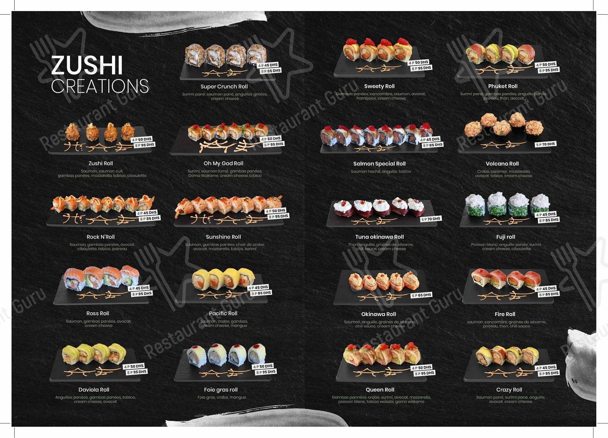 Menu au Zushi - Restaurant Japonais & Thaï à Marrakech, Marrakech