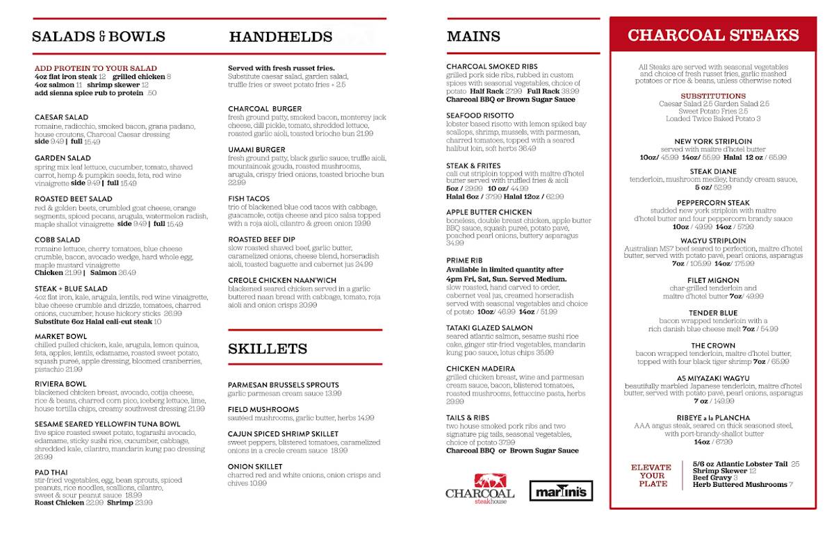 Menu at Martini's Bar & Patio, Kitchener