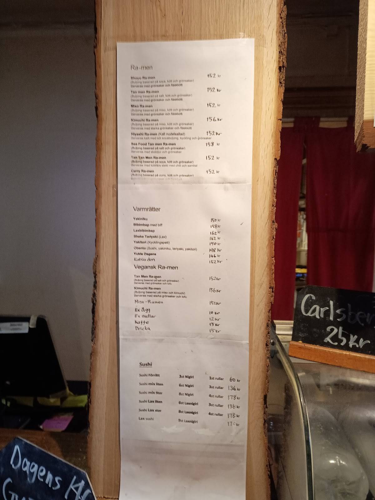 Menu at Maru restaurant, Stockholm, Lützengatan 4