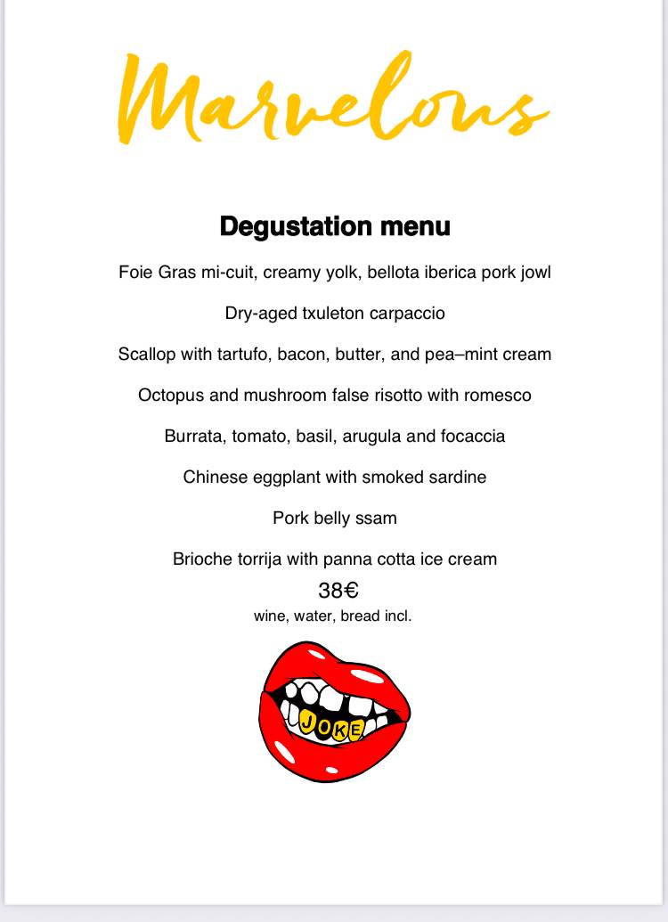 Carta de Marvelous Café, Vitoria-Gasteiz