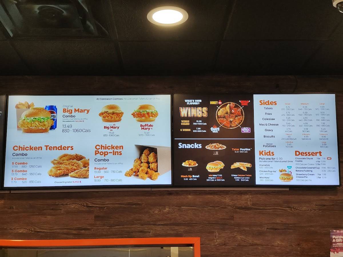 Menu au Mary Brown's Chicken fast food, Pickering, Brock Rd Unit C2/C3